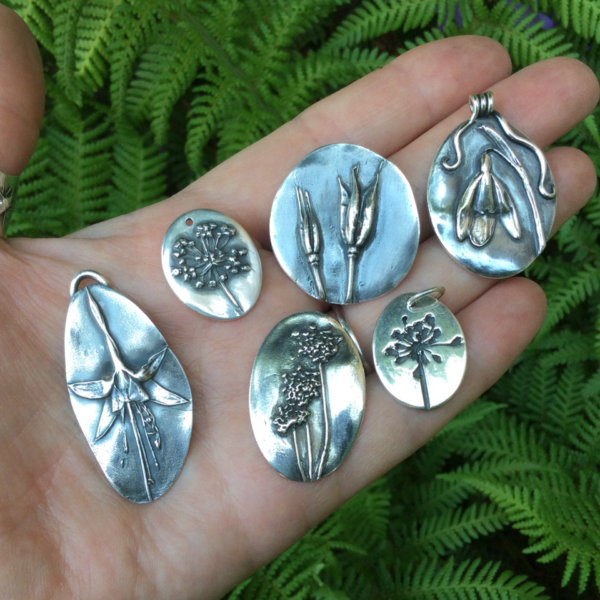 Metal Clay Botanical Pendants