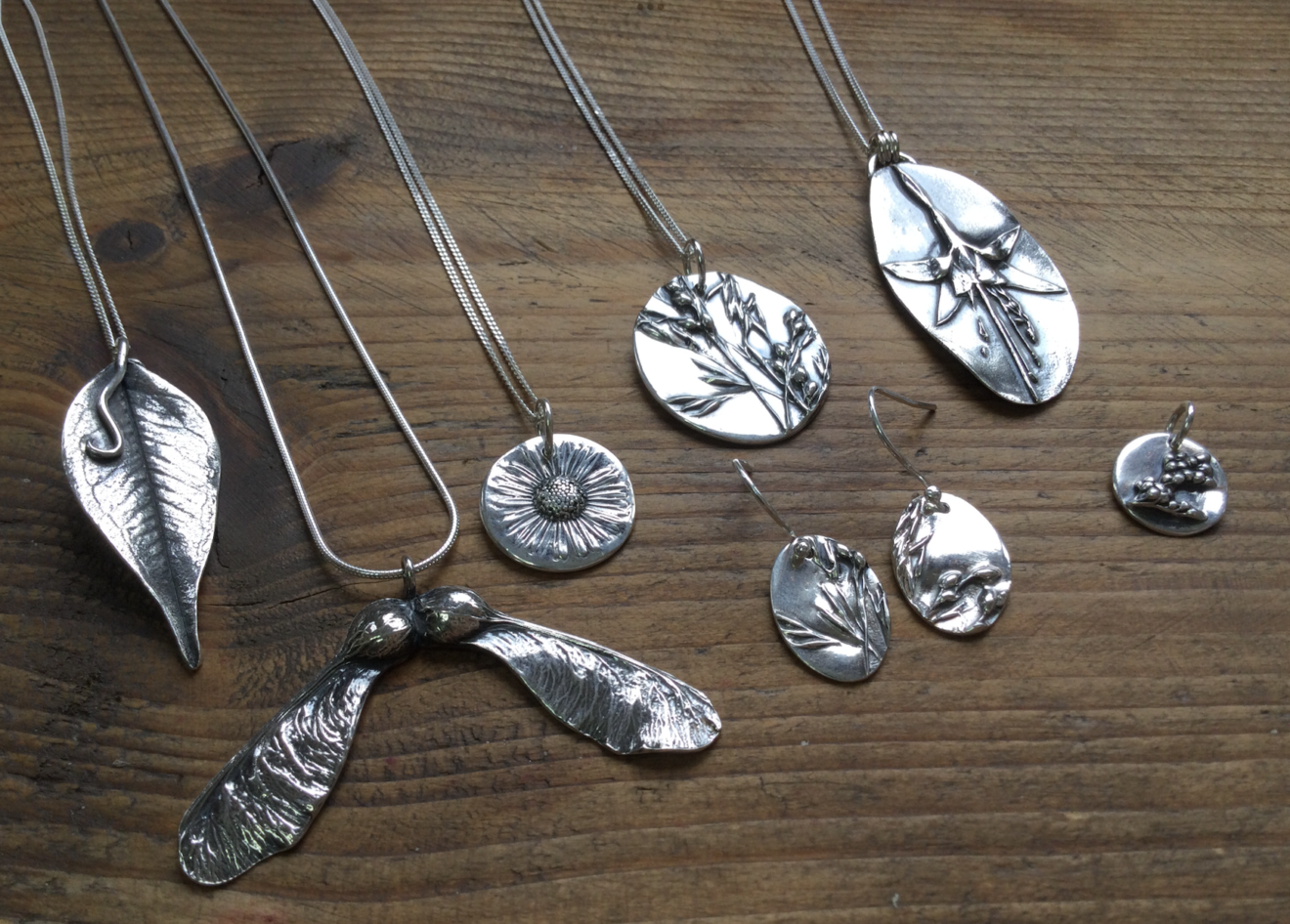 Metal Clay Botanical Pendants